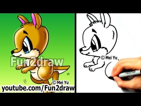 How to Draw Cute Cartoon Animals - How to Draw a Kangaroo - Easy Drawings: Fun2draw Online Art Class