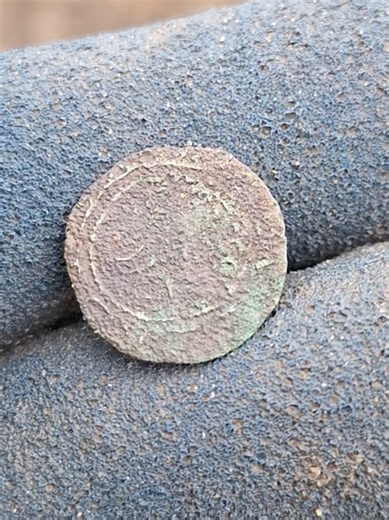 a hammered coin of some kind, can't quite make out what it is but see a slight image of a lion, again not sure. #metaldetecting #History #fyp #Scotland #treasure