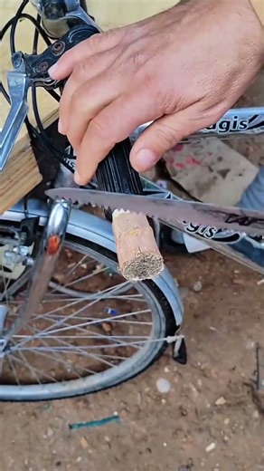 Cover the hole in the bicycle handlebar with wood #shorts