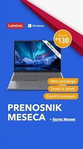 Lenovo IdeaPad Slim 130 € ugodneje! 🤩 Izkoristite super ceno na prenosnik meseca. | Harvey Norman Slovenija (Official)