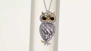 Watch Amethyst 14K Yellow Gold Platinum Plated Silver Owl Pendant Necklace Size 20" on Amazon Live