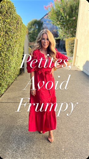 Jill Stark on Instagram: "Don’t be frumpy! ✅ How to avoid looking frumpy when you’re wearing a non-petite dress Here’s some ideas, expose the neck, bracelet length sleeves, belt and add a nude heel or flat I hope this helps give you ideas on what to look for ❤️ My Tuckernuck dress is sold out, so I’ve added similar styles Comment shop or link ⬇️ https://liketk.it/5RIVc Xo, Jill 💋 #petitestyle #petitefashion #curvypetite #howtowear #styletips"