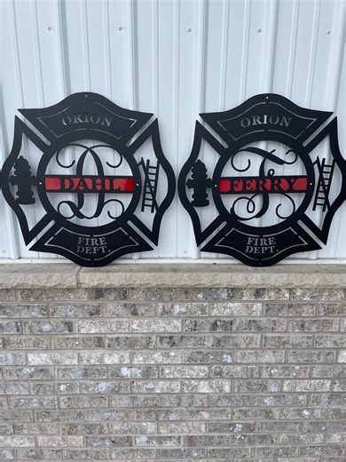 Firefighter Monogram: Personalized Metal Fire Dept. Sign - Etsy