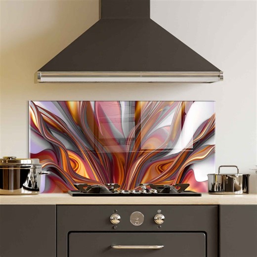 Tempered Glass Backsplash, Kitchen Wall Art, Glass Stove Backsplash Panel, Kitchen Backsplash Tile, Kitchen Decor, Stove Back Cover - Etsy