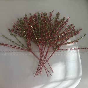 Christmas Tree Picks Lot of 10 Jeweled Red & Green Spray Picks Ornaments EUC