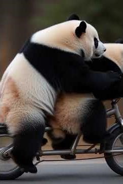 Two Pandas Ride a Tandem Unicycle and Wobble Dangerously | Funny Panda Adventure| Nebula Shots