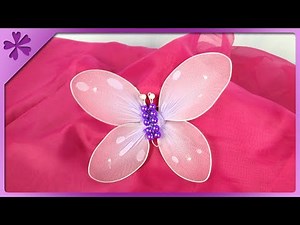 DIY How to make nylon butterfly out of tights (ENG Subtitles) - Speed up #382