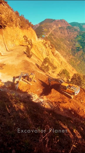 Road Building with Excavator, Risky Hilly Road Building