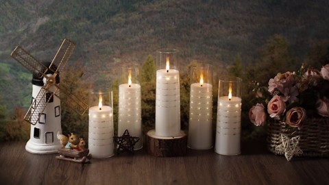 Flameless LED Candles with Embedded Star String, Battery Operated Candles with Remote Control, 7 Packs Flickering Pillar Candles for Home Decor (White)