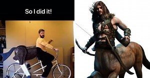 Man becomes 'centaur of attention' after replacing cycle seat with 'horse's butt' [WATCH]