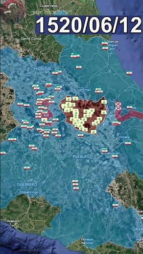 Fall of the Aztec Empire using Google Earth, each Flag represents ~1,000 soldiers