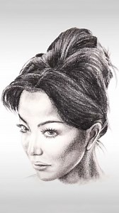 Beautiful woman portrait drawing with detailed facial features