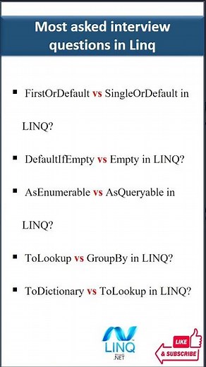 Frequently Asked Linq Interview Questions #linq #linqinterviewquestions #interviewpreparation