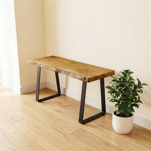 Live Edge Bench, Solid Wood Rustic Seating for Hallway or Living Room Decor - Etsy