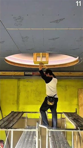 Installation of precision round ceilings using strong wooden frames