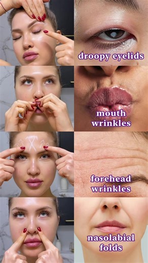 Target problem areas? 👀 See how to tackle droopy eyelids, mouth wrinkles, forehead lines, and nasolabial folds with simple exercises 💆‍♀️✨ Start your natural face lift today! 💾 Save this post & tag someone who needs this! #facelifting #faceyoga #wrinklereduction #luvlyapp #naturalbeauty