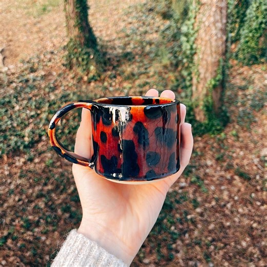 Madetoorder: Handmade Ceramic Tortise Shell Mug// Espresso Cup// Travel Mug// Handpainted Pottery - Etsy