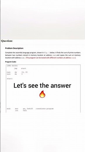 Answer Assembly code | finds the sum of prime numbers between two numbers 2022