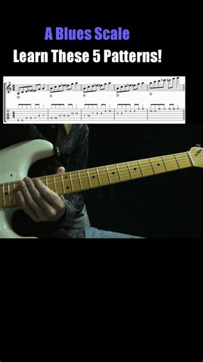 A Blues Scale - Learn These 5 Basic Patterns on Guitar #guitarlesson #shorts