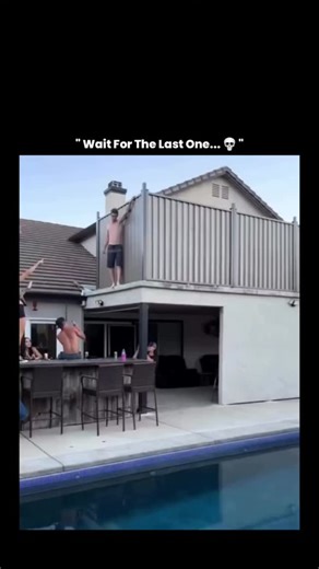 GLOBALREEL.O on Instagram: "This video shows a person jumping from an elevated balcony or terrace into a swimming pool, a moment that clearly demonstrates real-world physics, human reaction time, and risk factors often underestimated in casual settings. From a scientific perspective, even a short horizontal jump from a height significantly increases impact force because gravitational acceleration (9.8 m/s²) rapidly increases downward velocity before water entry. Water may look soft, but at high