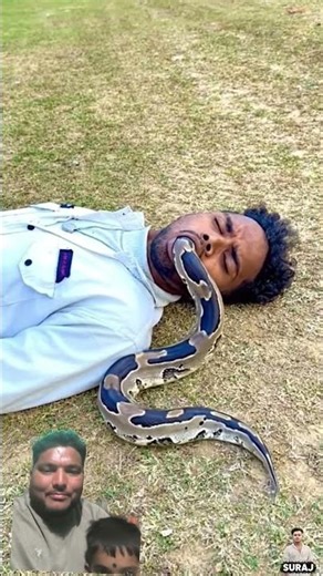 “A python entered the boy’s mouth. #youtubeshorts #funny #wildlife #funniestvideo