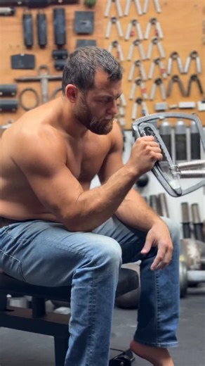 An example of a little grip training session. 1. Crush with hand gripper to warm-up 2. Extensor work with supported barbell reverse wrist curls. 3. Supination and pronation with a barbell. 4. Pronator curls with a belt and bell. 5. More pronation with a hammer. 6. Wrist flexion with plate wrist curls 7. Open hand support with thick bar holds. Goal: Work the entirety of the forearm. Focusing on wrist strength and open hand support. | Raspberry Ape