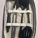 Camping Cooking Essentials Utensils Set - Camp Cookware Kitchen Accessories Kit, Camper Gear Must Haves, Stainless Steel & Silicone, RV Car Portable Outdoor Equipment Tool
