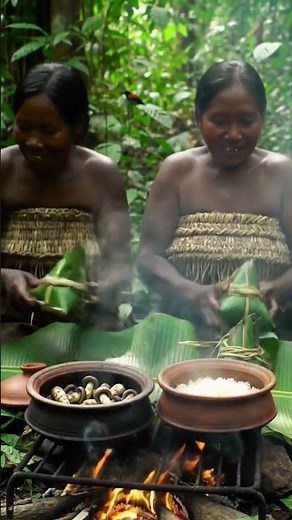 Tribal Women Cooking Mushroom & Rice in Forest | Traditional Leaf Wrapped Tribal Recipe #aadiwashi
