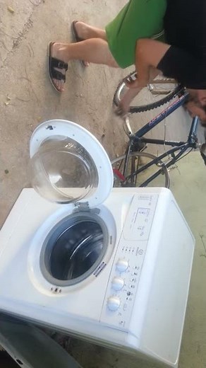 Bike powered washing machine.