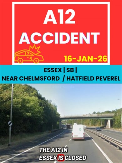 A12 Southbound Closure: Junction 20B to Junction 19