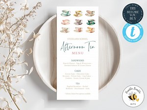 Birthday Tea Party Menu Template | Editable Afternoon Tea Menu | Printable High Tea Birthday Design | 111 - Etsy Australia