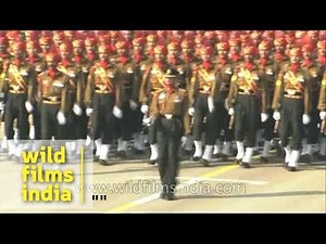 Impressive eyes-right by Indian Army march-past contingent at R - Day Parade!