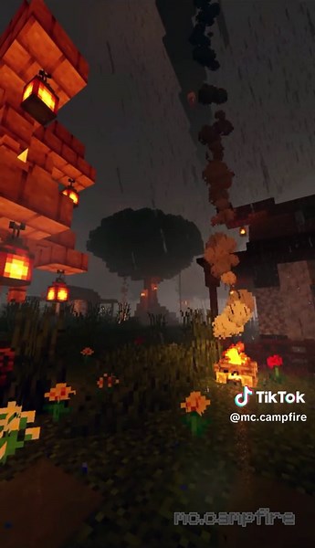 Healing Campfire and Rain Wallpaper | Minecraft ASMR
