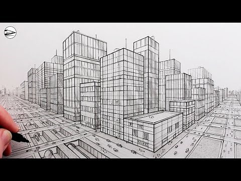 How to Draw a City using Two-Point Perspective Step-by-Step
