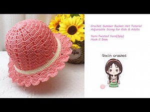Crochet Summer Bucket Hat Tutorial 🧶 | Adjustable Sizing for Kids & Adults (Twisted Yarn Pattern)"
