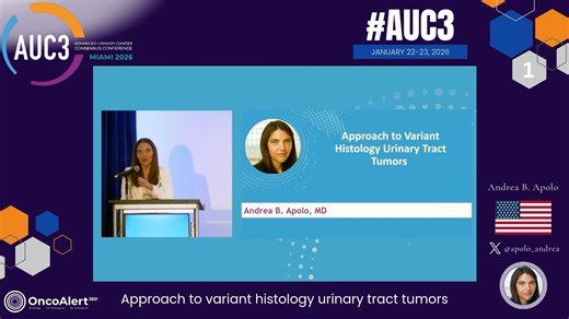 OncoAlert on Instagram: "OncoAlert🚨 Coverage of DAY TWO of #AUC3 2026 Presenter Dr. Andrea Apolo 🇺🇸 Summary of the Approach to Variant Histology Urinary Tract Tumors Mixed UC variant histologies (except for small cell) are managed as conventional urothelial carcinoma Effective therapies for metastatic urothelial carcinoma are less effective in mixed and pure rare bladder variants histologies The first-line management of pure bladder variant histologies uses conventional chemotherapy used for 