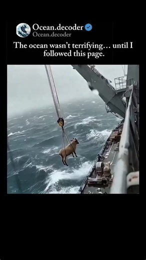Ocean on Instagram: "This video of a marine creature attempting to prey on a goat suspended from a ship is a stark and visceral illustration of the central theme:"THE WORLD WAS BEAUTIFUL... UNTIL THIS PAGE SHOWED WHAT HIDES BENEATH." It shatters the romantic, picturesque notion of a serene sea voyage. The knowledge base at play here is one of marine biology, historical sailing practices, and ecological interaction. On the surface, the ocean is a vast, beautiful expanse. But this scene reveals th