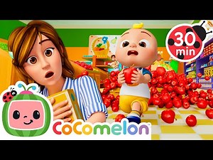 Grocery Store Apples & Bananas 🍎 30 MIN LOOP | Karaoke Nursery Rhymes & Kids Songs - CoComelon