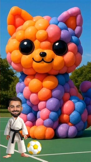 Virat Kohli's Kick Turns Cat into Reality! 🤯 Balloon Cat Transformation #Shorts