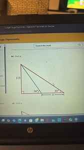 Find x in the given right triangle trigonometry problem. The tr... | Filo