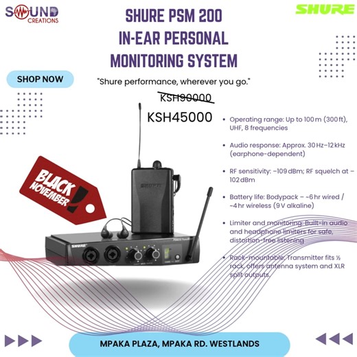 ⚡ Black November FINAL FLASH DEAL ⚡ The Last One! Shure PSM 200 In-Ear Personal Monitoring System ⭐ Why This Deal is Unmissable: ⚠️ Exclusivity Alert: This is the very last Shure PSM 200 we will ever sell. Once it's gone, it's gone for good. 💸 Deepest Discount: We're clearing the final stock, meaning you get the steepest Black November discount of the season on this industry-standard monitoring system. Checkout Instantly: The system is only reserved once payment is complete. Claim Your Stage: G