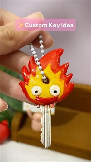 DIY Calcifer House Key 😳 Why not?? 🫣 💖 #custom #easycraft #calcifer #claycraft