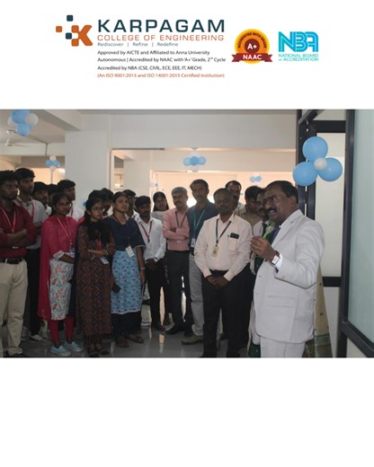 KCE marks a new milestone with the inauguration of its IDEA Lab on Feb 24, 2026, a dynamic space designed to spark innovation and creativity among students. The launch was graced by distinguished dignitaries, including Dr. S. Vincent, Member Secretary of the Tamil Nadu State Council for Science and Technology and P. Poongumaran, Managing Director of TICEL Biopark Ltd. This state-of-the-art facility is set to empower students with hands-on experience in advanced technologies, foster research and 