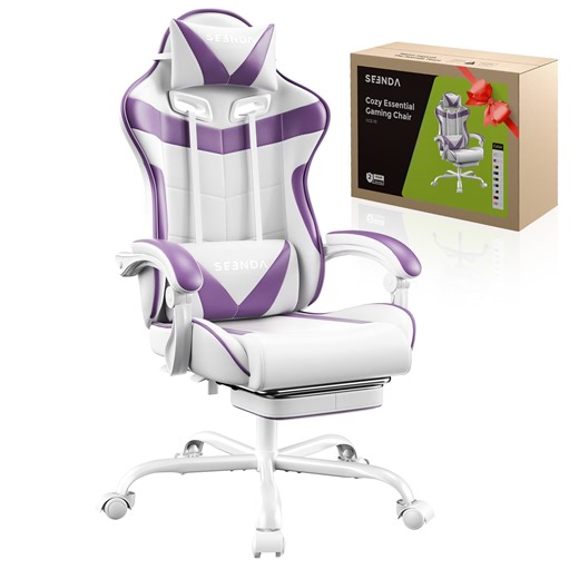 Gaming Chair, Seenda Video Game Chair with Footrest and Lumbar Support, Ergonomic Computer Chair Height Adjustable with Swivel Seat and Headrest