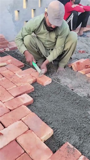 Laying bricks for paving floors #shorts