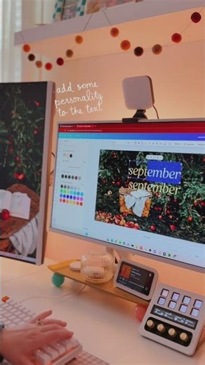 Make a September wallpaper with me ✨ #monthlywallpaper #canva #deskinspiration #cozydesksetup