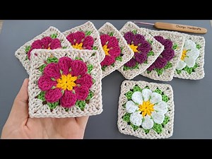 How to Crochet Flower Granny Square | Chompu Handicrafts