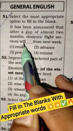 Fill In The Blanks With Appropriate words, English #english #vocabulary #share 😌😌✅🙏