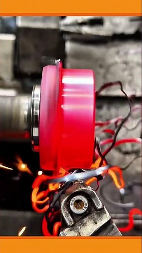 High-Speed Lathe Turning Process on Heated Metal Wheel #engineering #metalwork