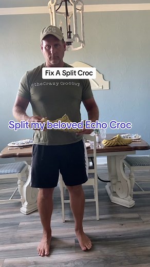 EASY way to fix a split Croc in strap area that HOLDS! . #crocs #croctok #DIY #shoerepair #fyp #foryou #foryoupage @Crocs @DAP Global Inc. #repair
